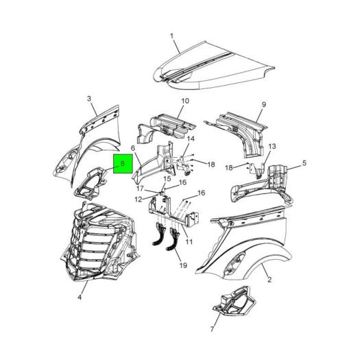 3810698C1 Navistar International | Hood Front Outer Reinforcement ...