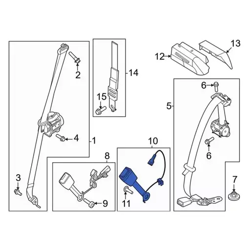 PC3Z2660044AA Ford | Seat Belt Receptacle - Right Rear | Source One ...