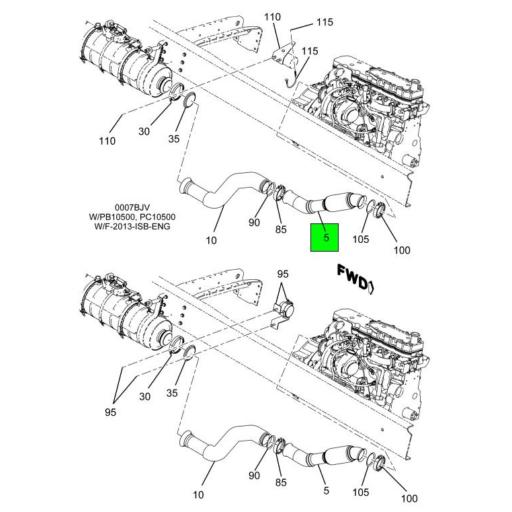 4046863C3 Navistar International | Turbocharger Low Cab Inline Pipe ...