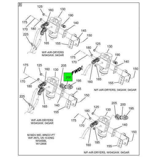 3508433C2 Navistar International | Tee Fitting 3/8 PTC to 1/4 MPT to 1/ ...