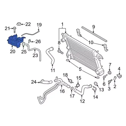 LC3Z8A080C Ford | Engine Coolant Reservoir Radiator Overflow Tank ...