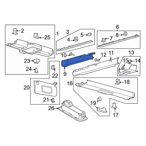 M2DZ78613D10AA Ford | Roof Opening Trim Panel - Right Inner | Source ...