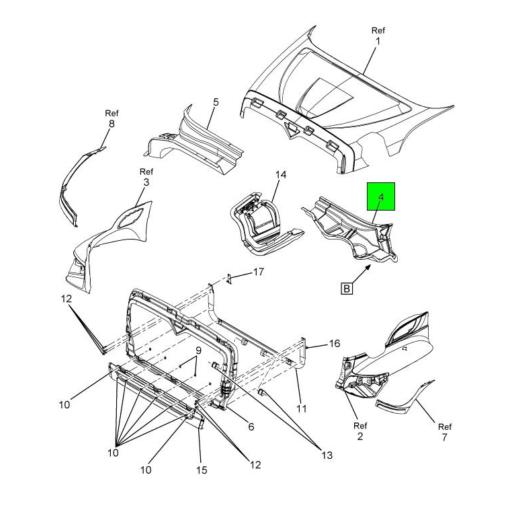 3613755C92 Navistar International | Left Rear Hood Reinforcement ...
