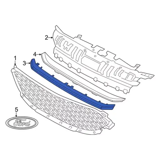 PJ6Z17232A Ford | Panel Finish Grille Molding filler | Source One Parts ...