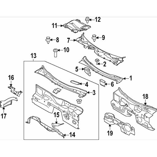 PR3Z6302000A Ford | Reinforcement Panel Cowl top Side REINFORCED ...